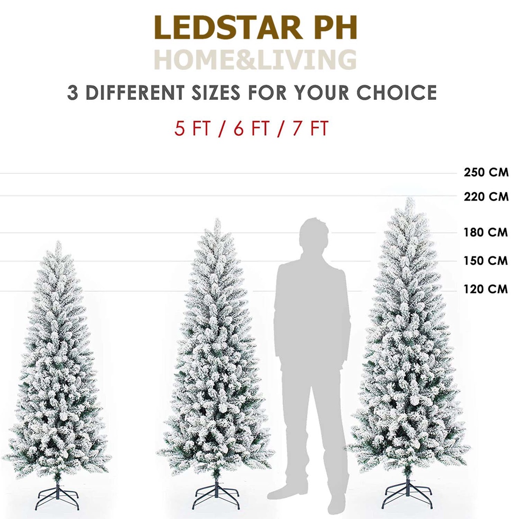 Artificial Christmas Tree Includes Stand Green and Snow Slim Tree ...