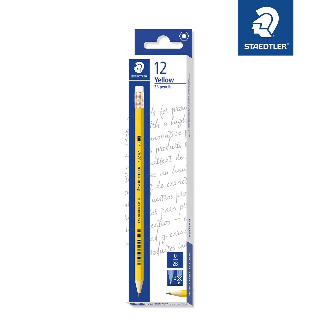Staedtler Yellow Pencil 2B BOX(12'S) - 132 47 | Shopee Philippines