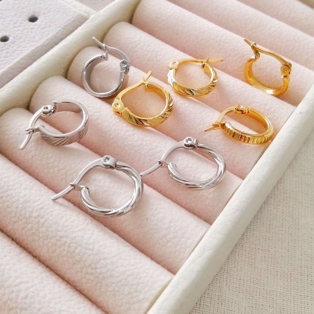 {SA} 10mm PAIR TEXTURED HOOP / LOOP EARRING IN GOLD AND SILVER TONE ...