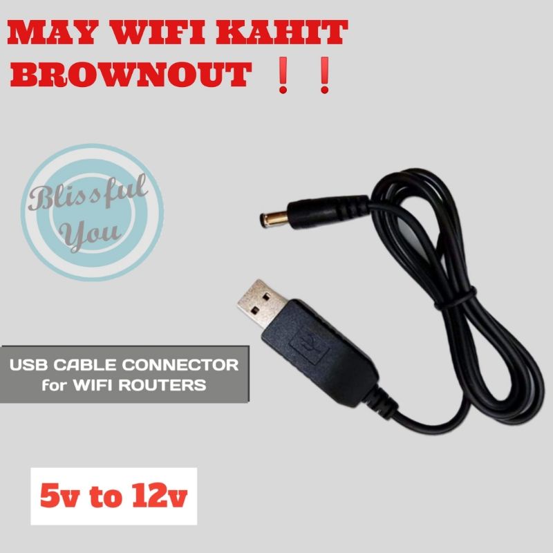 WiFi to Powerbank Cable Connector for Wifi Routers - DC 5v to 12v USB ...