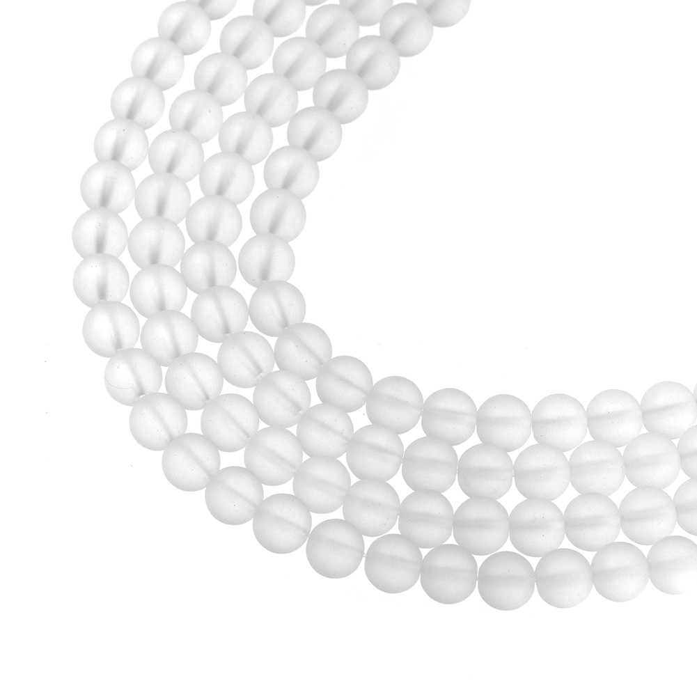 Natural Stone matte White Clear Quartz Crystal Round Loose Strand Beads ...