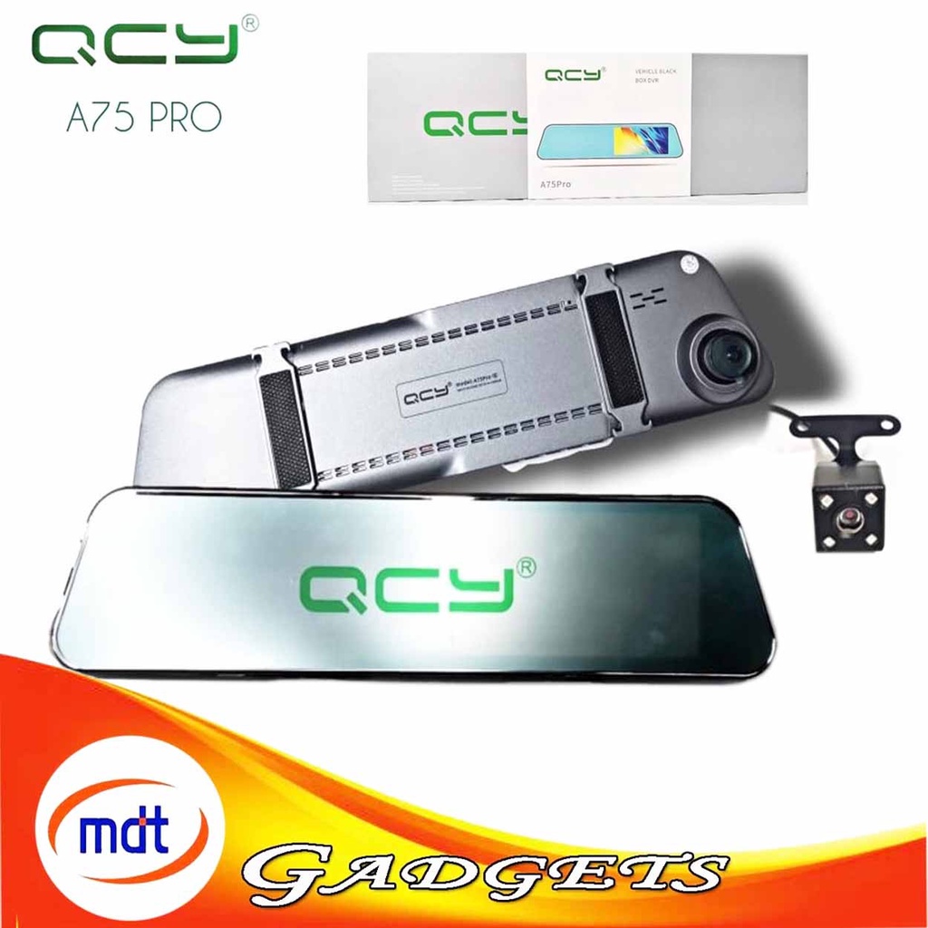 new!!! ORIGINAL QCY A75 PRO SLIM 4.3 Inch 1080HD Dash Cam Video Recorder Dual Lens Rear-view ...