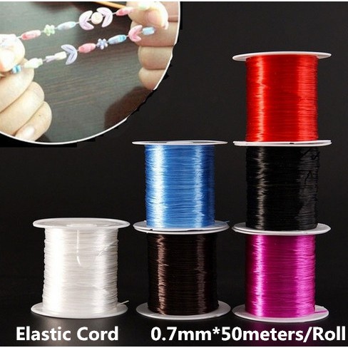 1Roll 50m*0.7mm Elastic Beading Stretchy Elastic Cord Crystal String ...