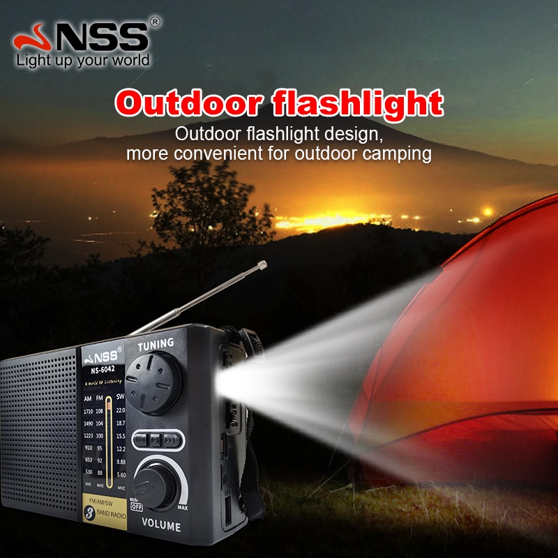NSS Solar Radio Bluetooth Radio with 3 BAND FM/AM/SW USB/TF PLAYER NS ...