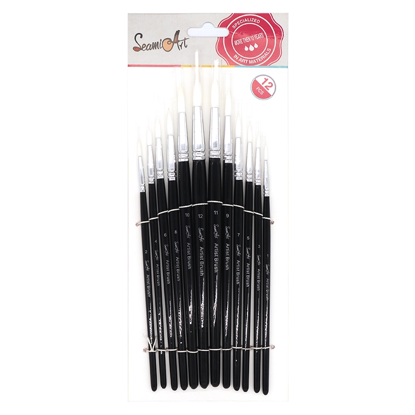 SeamiArt 12 Pcs. Filbert Shape Nylon Hair Painting Brush Set For ... SeamiArt 12 Pcs. Filbert Shape Nylon Hair Painting Brush Set For ...