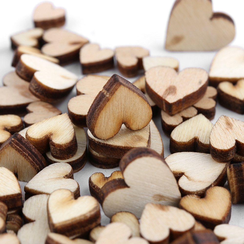 100 Pcs 4 Sizes Mixed Rustic Wooden Love Heart Wedding Table Scatter ...