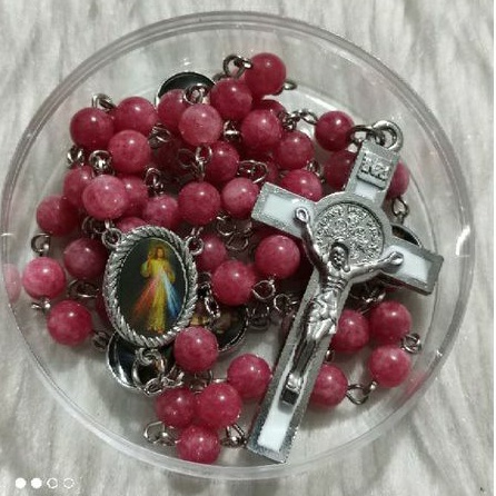 DIVINE MERCY ROSARY (ANGELITE STONE) | Shopee Philippines