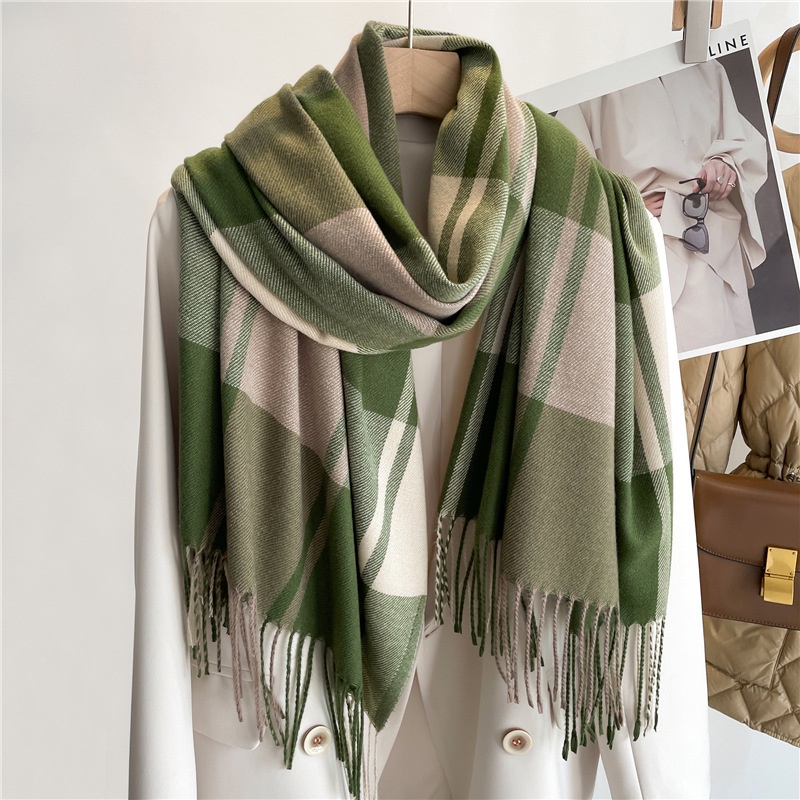 Classic Plaid Cashmere Warm Elegant Woman Shawl Wild Tassel Thickened ...
