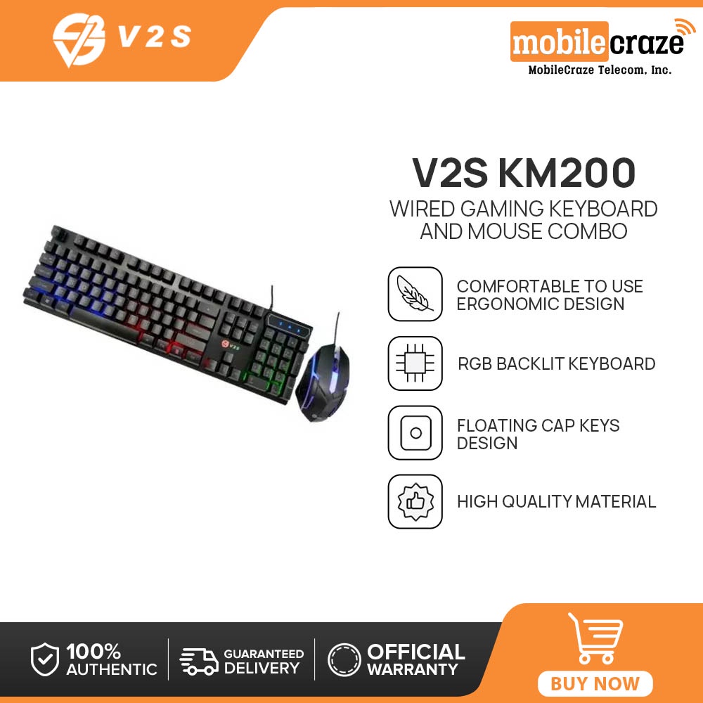 V2S KM200 Mechanical Keyboard Mouse Bundle Backlit Keyboard Gaming ...
