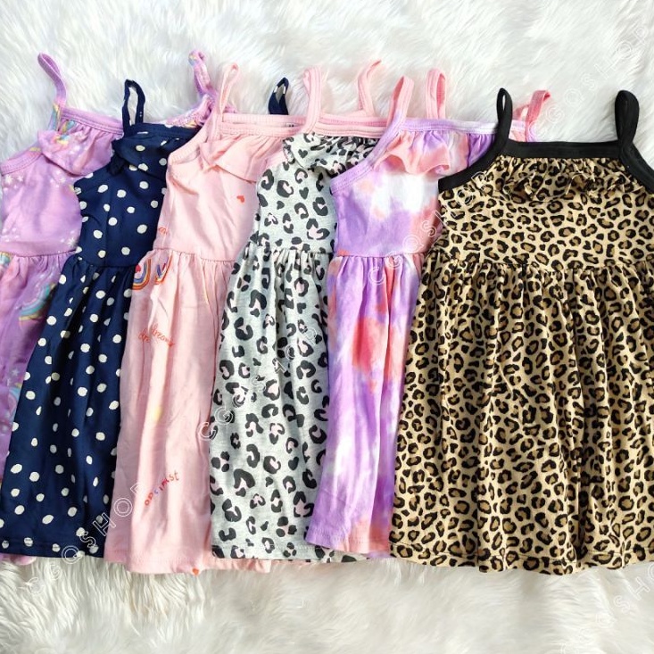 Cgq Kids Girls Ruffled Spaghetti Strap Cotton Dress •1-7Y• Onhand ...