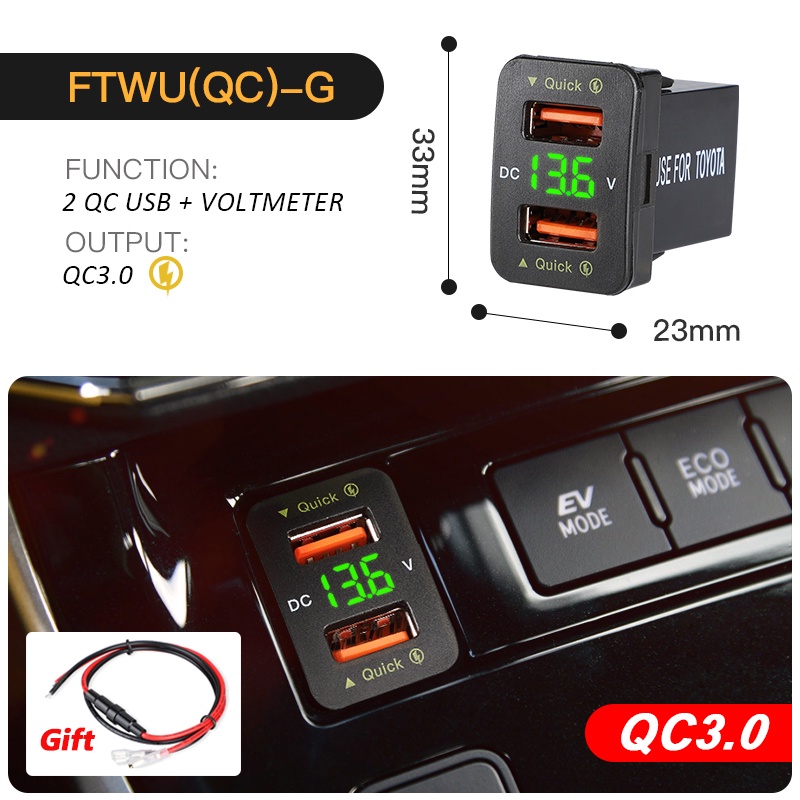 New Dual USB QC Car Socket toyota usb port fast charger 12-24V ...