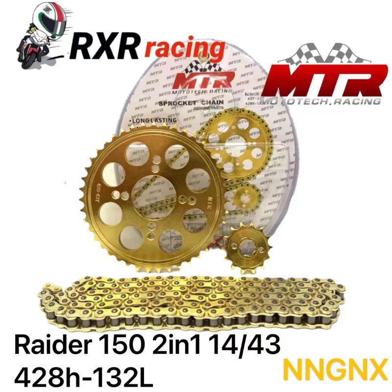 Sprocket Chain Set (gold) MTR For Raider150 Wave125 XRM110/125 LC150 ...