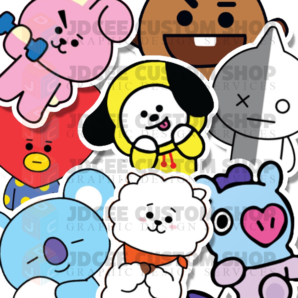 BT21 Cute Character Vinyl Car Motor Bike Laptop Luggage Sticker Bomb ...