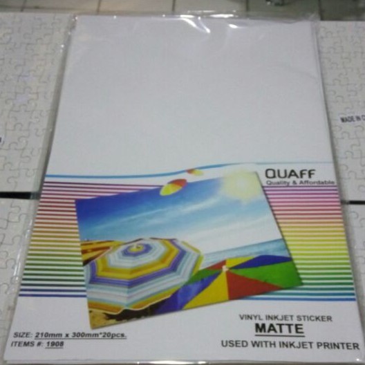 quaff Printable Vinyl inkjet sticker A4 20sheets for printer printing ...