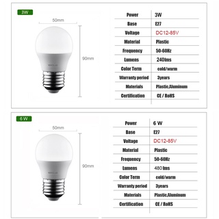 NEW LED Bulb Lamp AC/DC 12V 24V 36V 48V E27 3w 6w 9w 12w 15w Energy ...