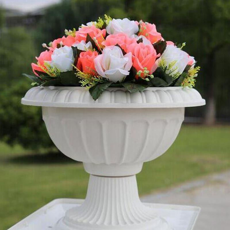PVC Roman White Plastic Vase pot 15x15cm and 20x20cm | Shopee Philippines