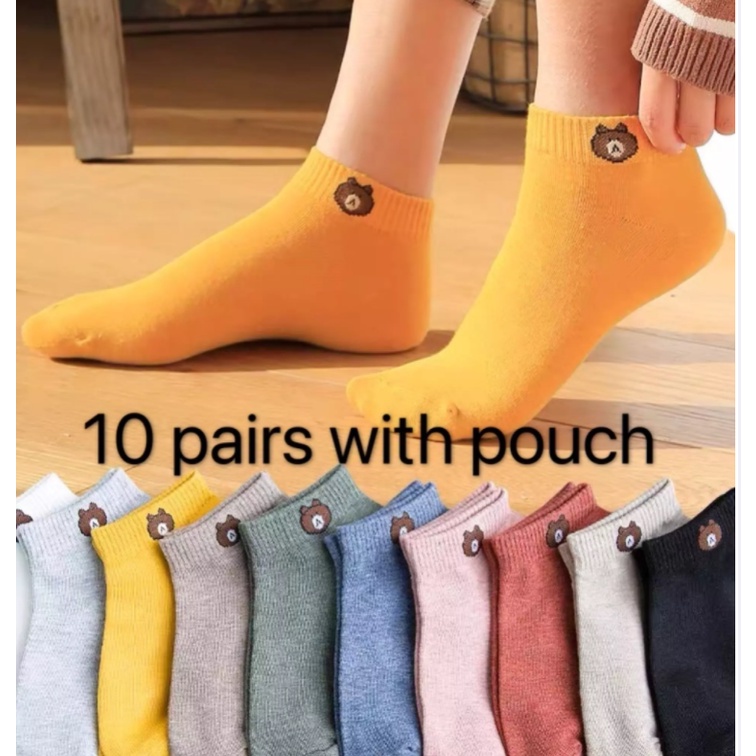 MV @ Set of 10 Pair Japan Printed Bear Ankle Socks Couple Socks Unisex ...
