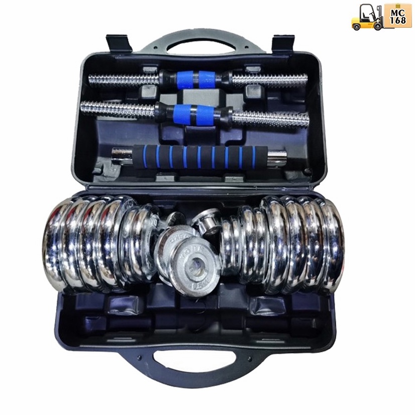 York Fitness Chrome Dumbbell Set 30 kg/66 Lbs W/long Bar | Shopee ...