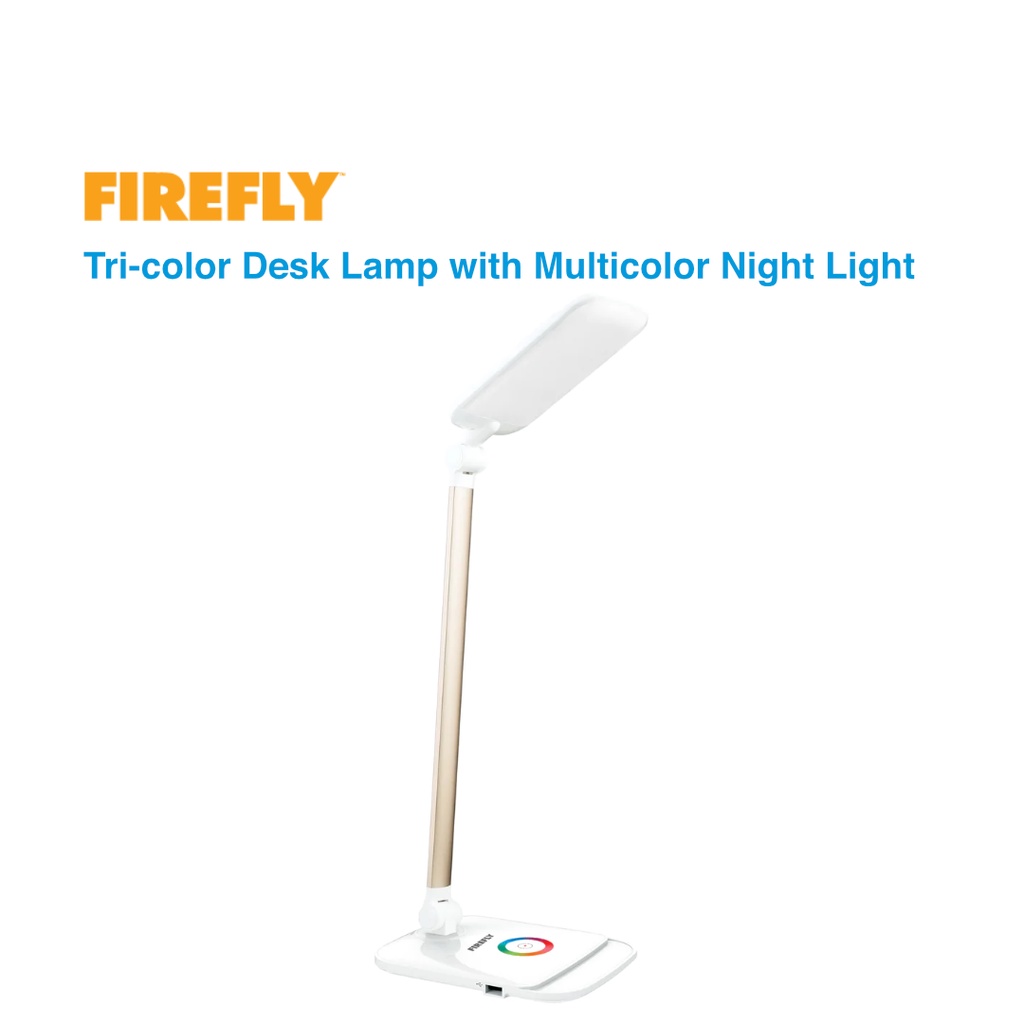 Firefly Tri-color Desk Lamp with Multicolor Night Light 60 Light ...