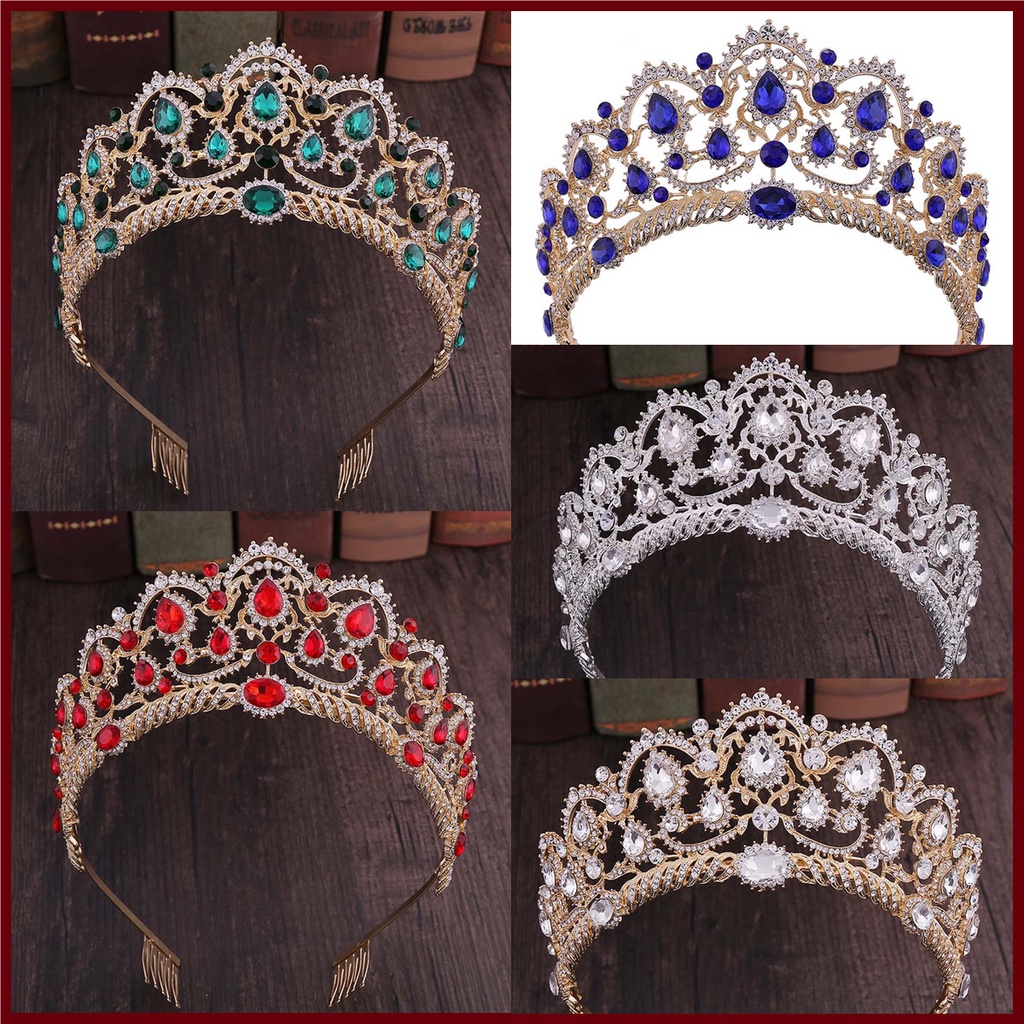 Red Crystal Tiaras Vintage Rhinestone Pageant Crowns with Comb Baroque ...