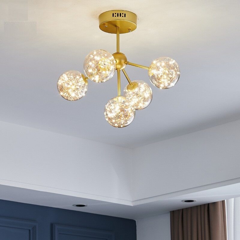 Trazos Modern Led Ceiling Lights Glass Gold/Black For Living Room ...