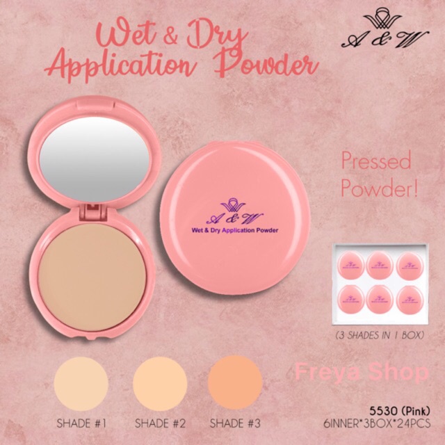 A & W Face Powder Wet & dry Application Pressed Powder ( PINK ) 1PC ...