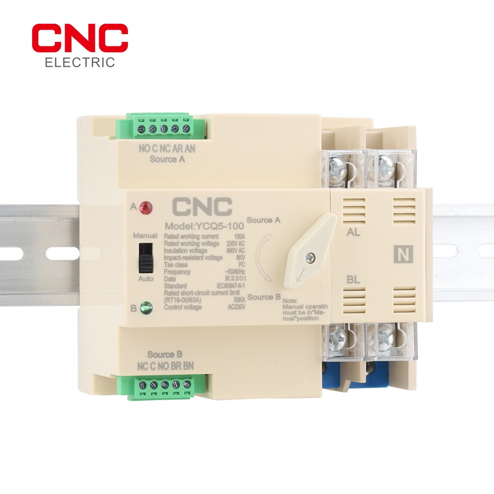 CNC YCQ5-100 2P 63A/100A Automatic Transfer Switch Din Rail 50/60Hz ...