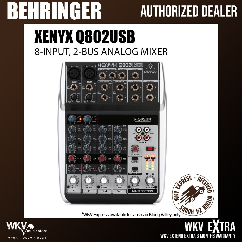 Behringer Xenyx-Q802USB 8 Channel Analog Mixer with USB (Xenyx Q802USB/ Q802 USB/ Xenyx 802 ...