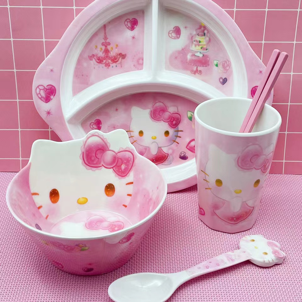 Congme Children Tableware Set Natural Non-toxic BPA Free Cartoon Hello ...