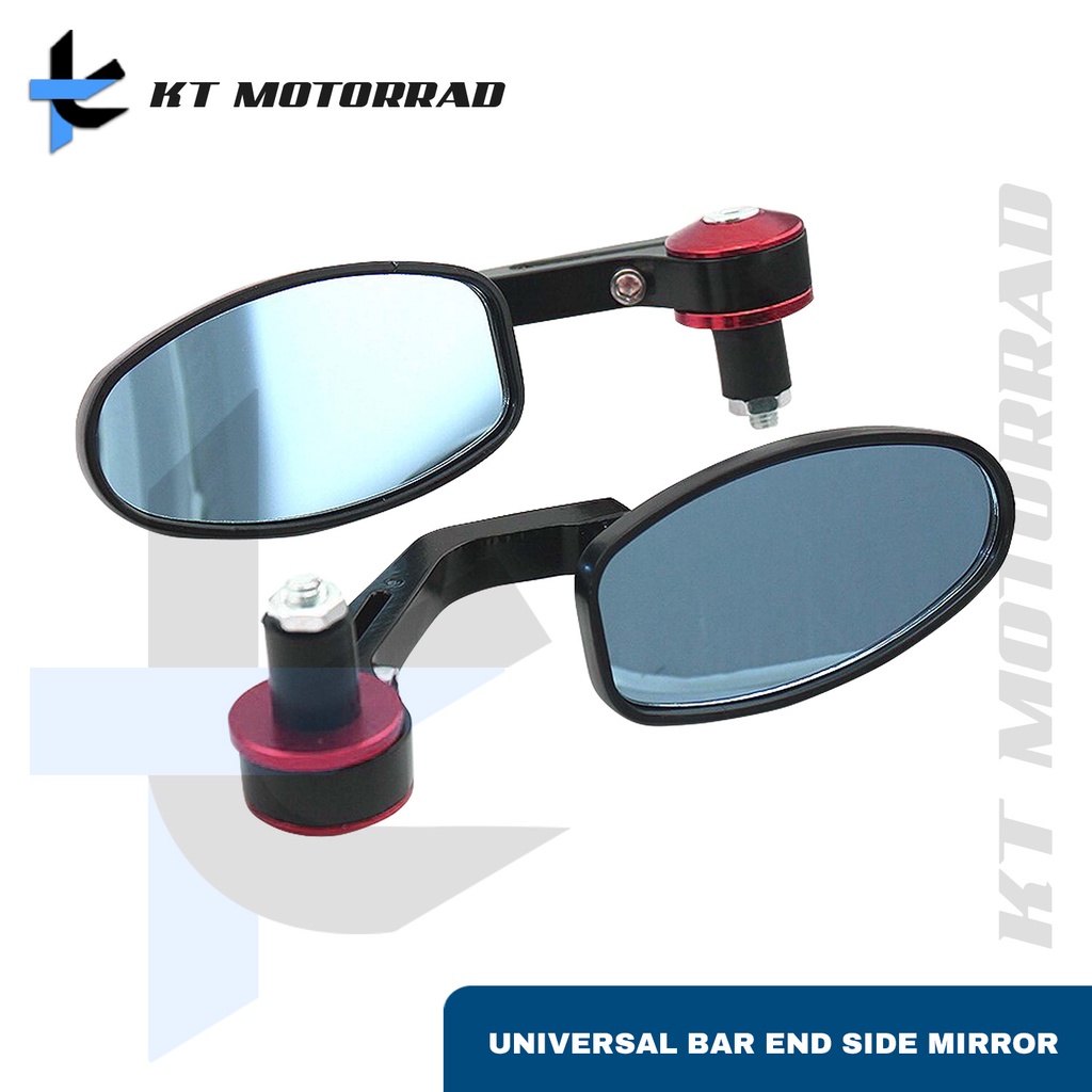 KT Rear View Mirror Universal 7/8" Round Bar End Rear Mirrors Oval Side ...