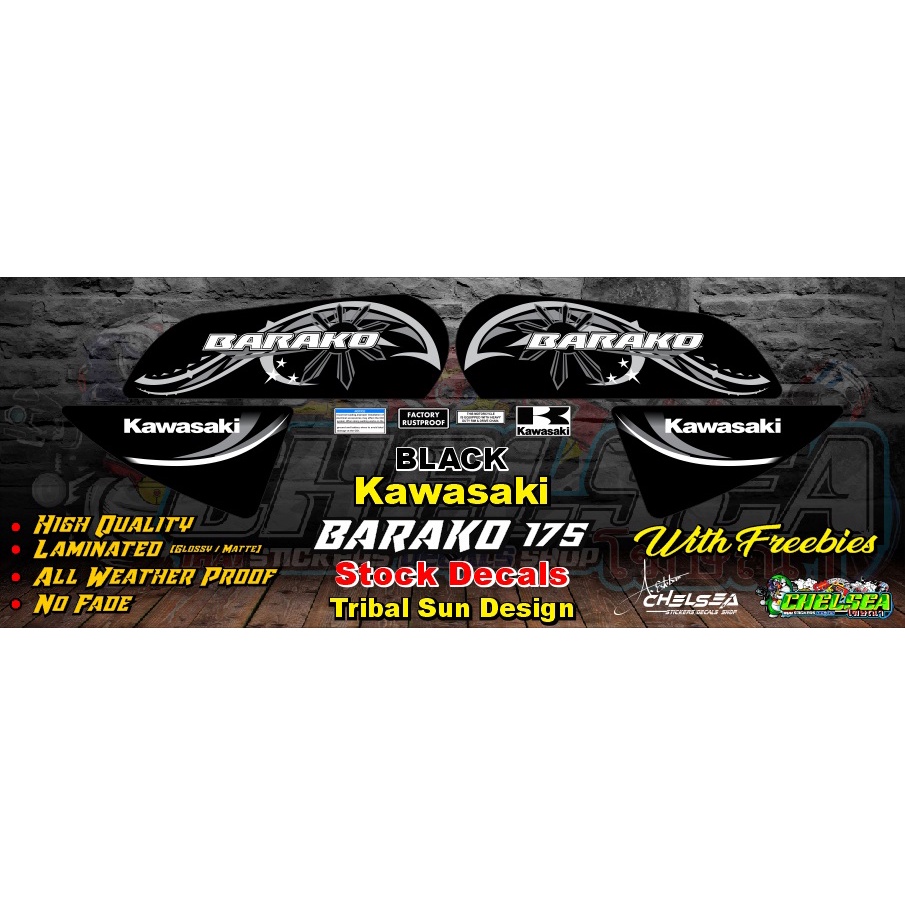 Kawasaki Barako 175 (Tribal Sun Design) Stock Decals / Stickers with ...
