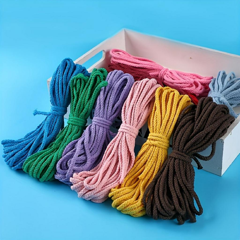 Colorful Cotton Rope 5mm Thick 10m diy Hand-woven Cotton Thread Rope ...