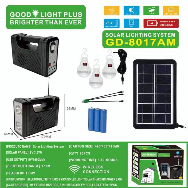 Solar Lighting System GD-8017/ GD-8018 / GD-17 / GD-8027BT / GD-8027S / GD-8017AM / GD-8020 ...