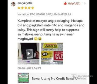 Bawal Utang No Credit Bawal Umutang Laminated/PVC /Sticker Signage for ...