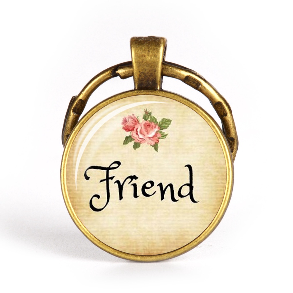 Friendship Key Chains Jewelry Best Friend Theme Dome Glass Cabochon Key ...