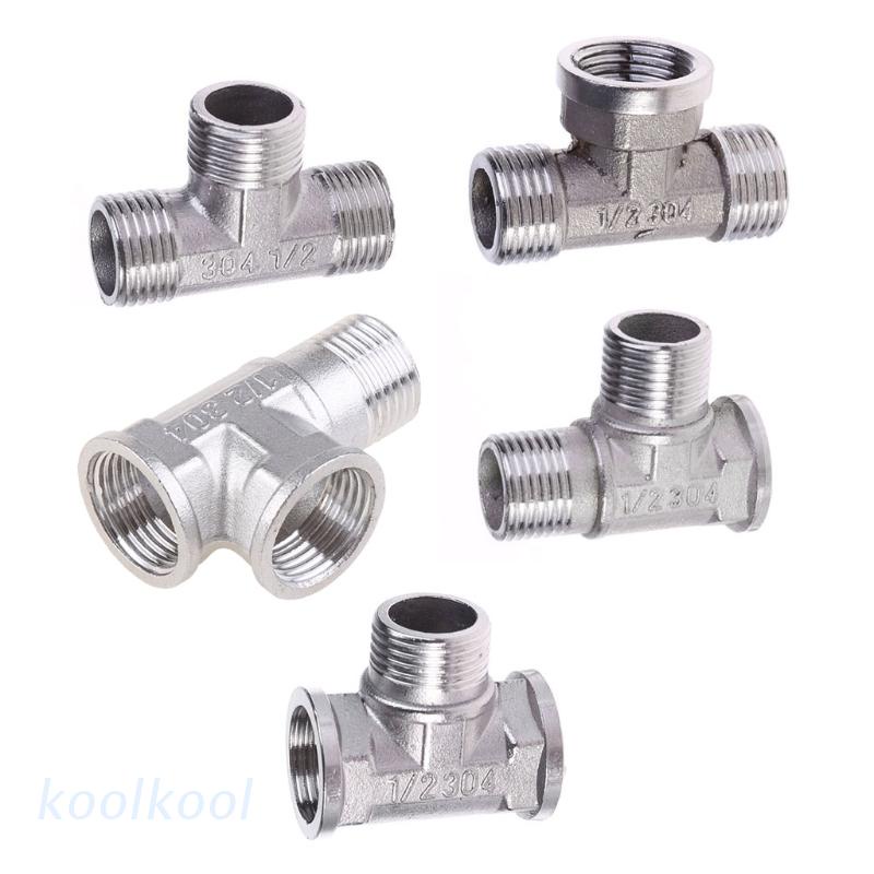 kool G1/2" Tee 3 Way Plumping Pipe Fittings Stainless Steel T type ...