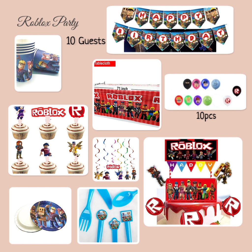 ROBLOX THEME BIRTHDAY PARTY PLATES CUPS BANNER | Shopee Philippines