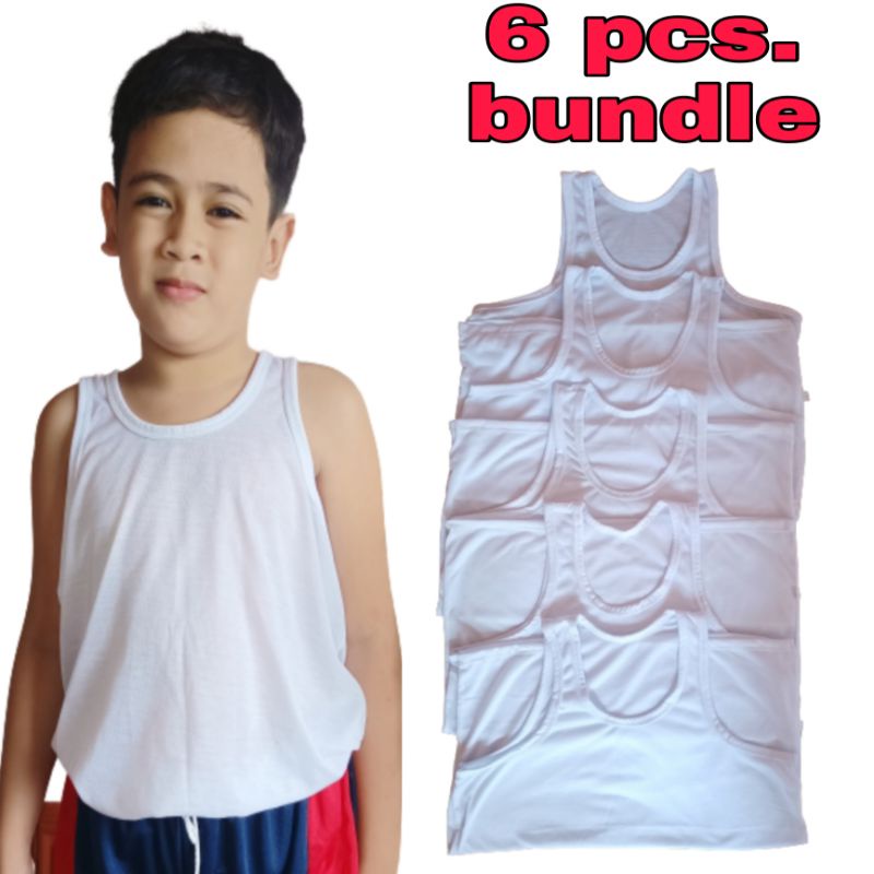 6pcs. Plain white sando for kids boys 1-12 yrs old | Shopee Philippines