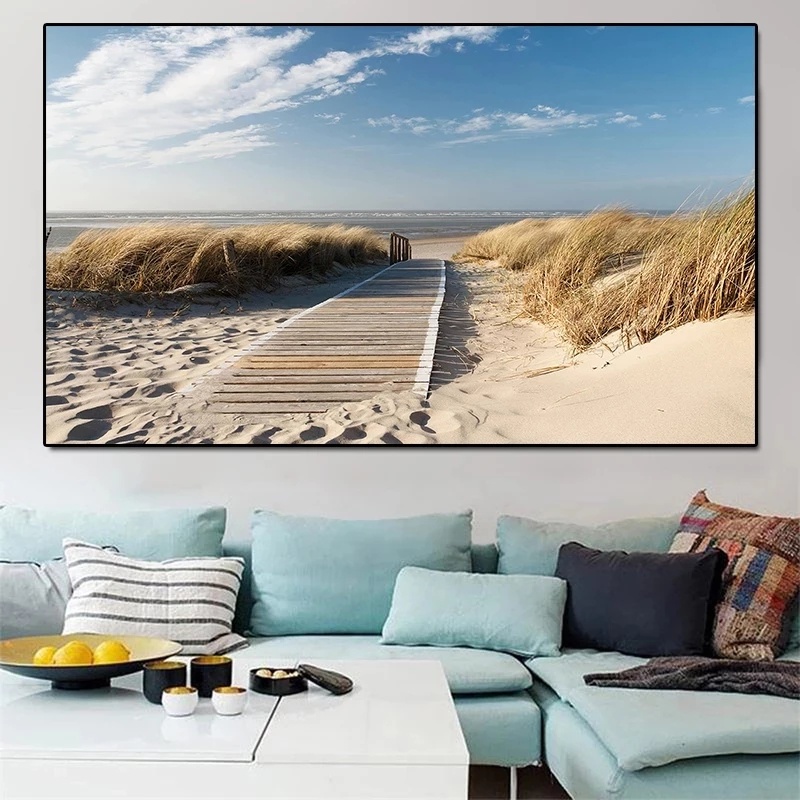 Modern Landscape Ocean Beach Sea Road Seascape Canvas Printing Posters ...