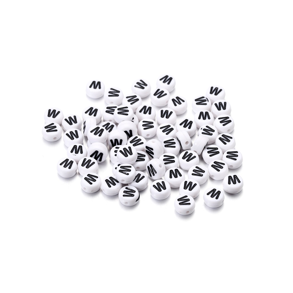 St.Kunkka 100 Pcs 4*7mm 26 A-Z letter mixed black and white letter ...