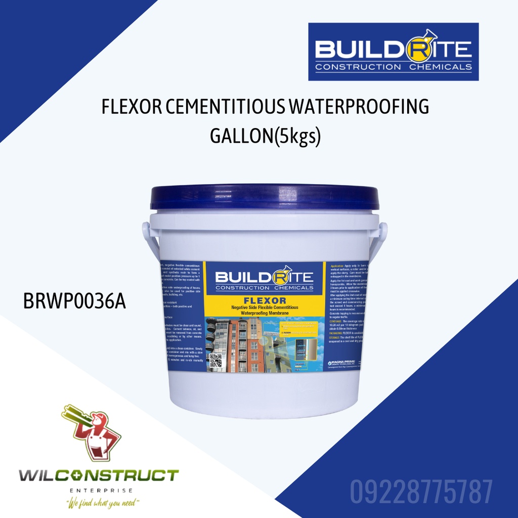 BUILDRITE FLEXOR (5kg) NEGATIVE SIDE CEMENTITIOUS WATERPROOFING 2K | Shopee Philippines