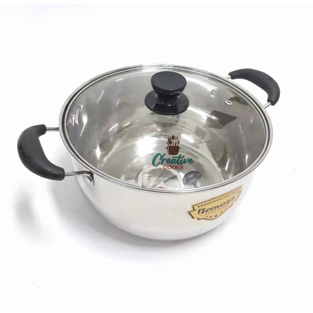 Stainless Steel Double Handle Korea Soup Pot Kaserola FH0109 26CM ...