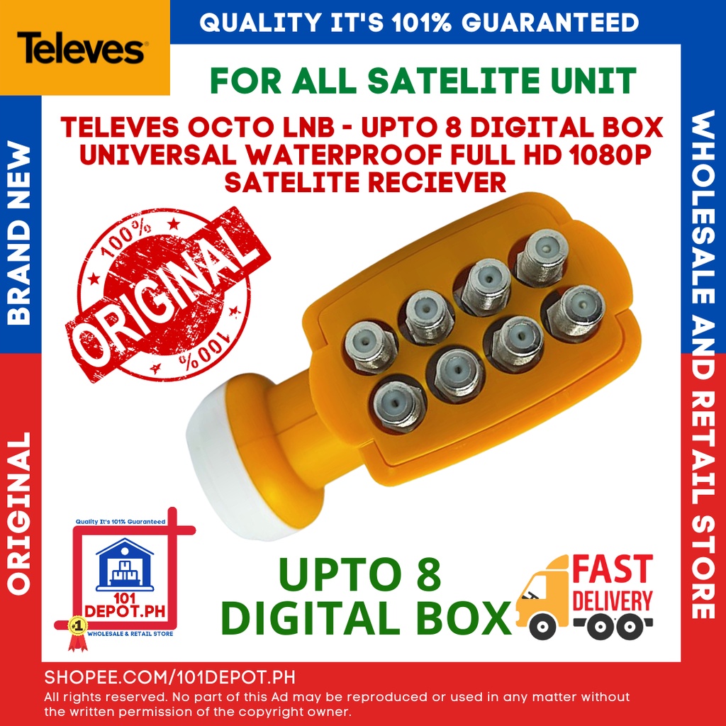 TEL EVES UNIVERSAL WATERPROOF 781001 LNB OCTO - UP to 8 satellite Set ...