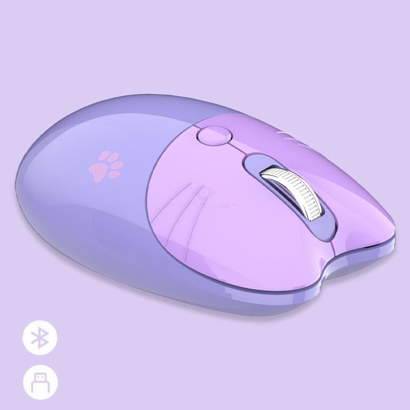 MOFii M3DM USB Bluetooth Dual-mode Wireless Mouse Kitty Cat Shape Cute ...