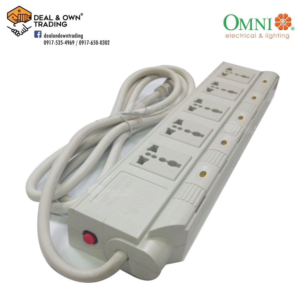 Omni WED-350 PK Extension Cord Set w/ Individual Switches 5 Gang 1.83 ...
