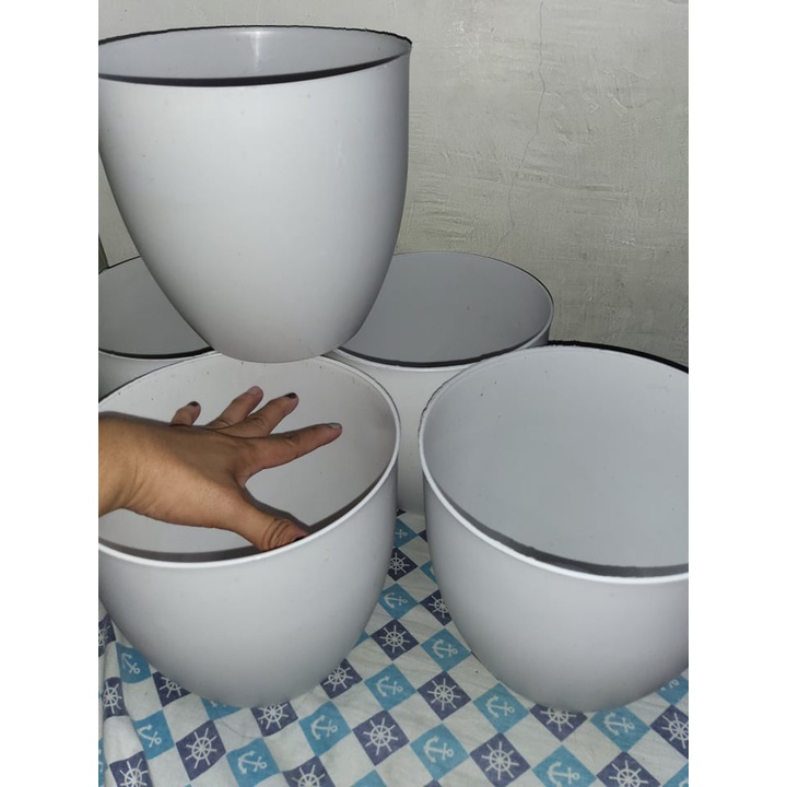 (5pcs.) Big classic white indoor pots for plants (8x8 inches) 70 pesos ...