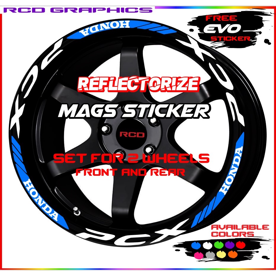 Honda Pcx mags sticker Reflectorize fit all version set for 2 wheels ...