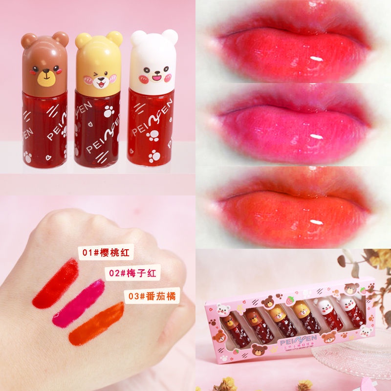 Liptint set 5colors Dyeing lip gloss set box moisturizing non-stick cup ...