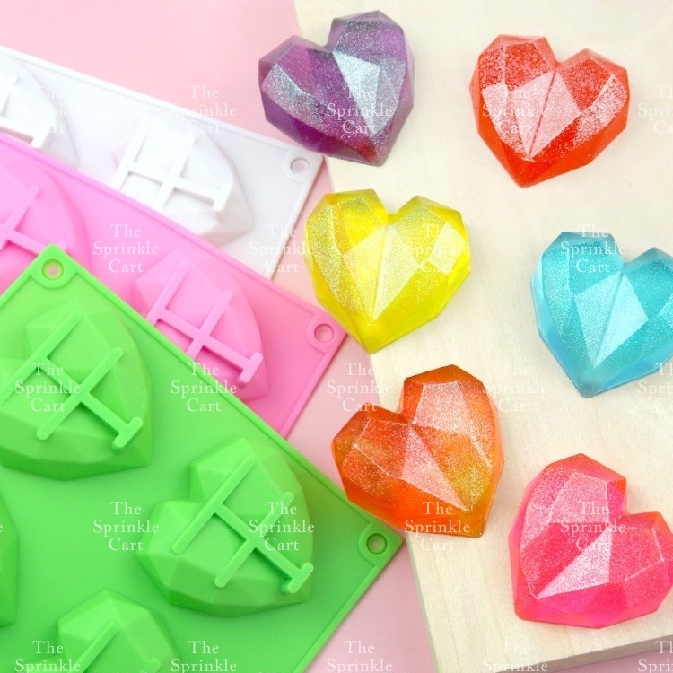 Diamond Love Heart shape Silicone Molder Geometric Heart Cake Pop ...