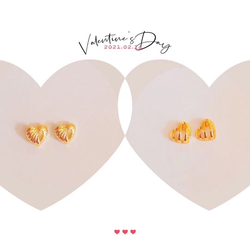 jewelry 14k gold plated Bangkok gold heart stud earrings for women ...